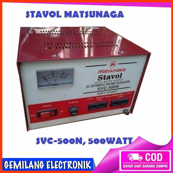 MATSUNAGA STABILIZER 500 WATT - STAVOL SVC-500N - MATSUNAGA 500VA ...