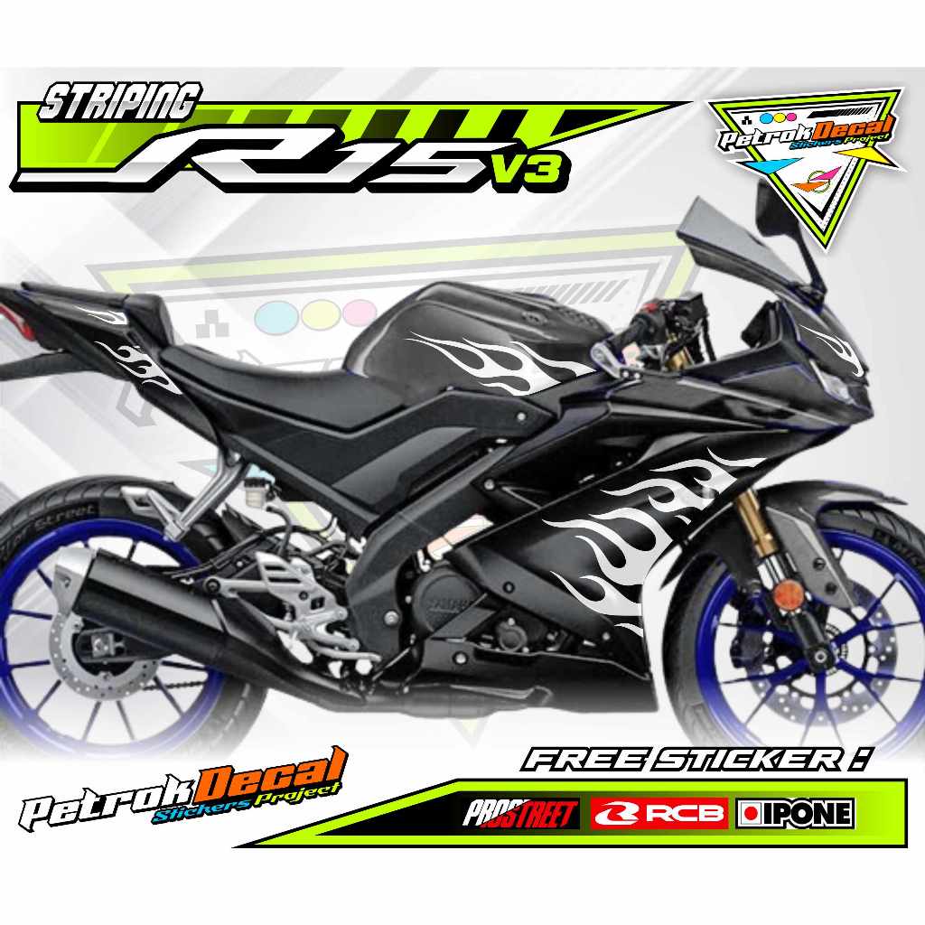 Striping Variation YAMAHA R15 V3 Fire Design/STICKER LIST YAMAHA R15 V3 ...