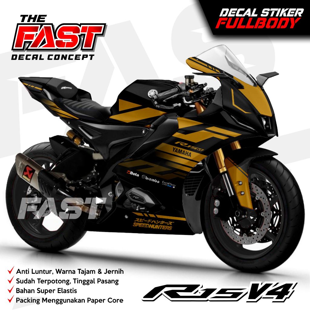 HITAM Newest Decal R15 V4 Fullbody striping Sticker Yamaha R15 V4 Decal ...