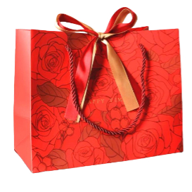 MERAH Mini Red Leaf Premium Paper Bag + Thick Ribbon Goodie Bag ...