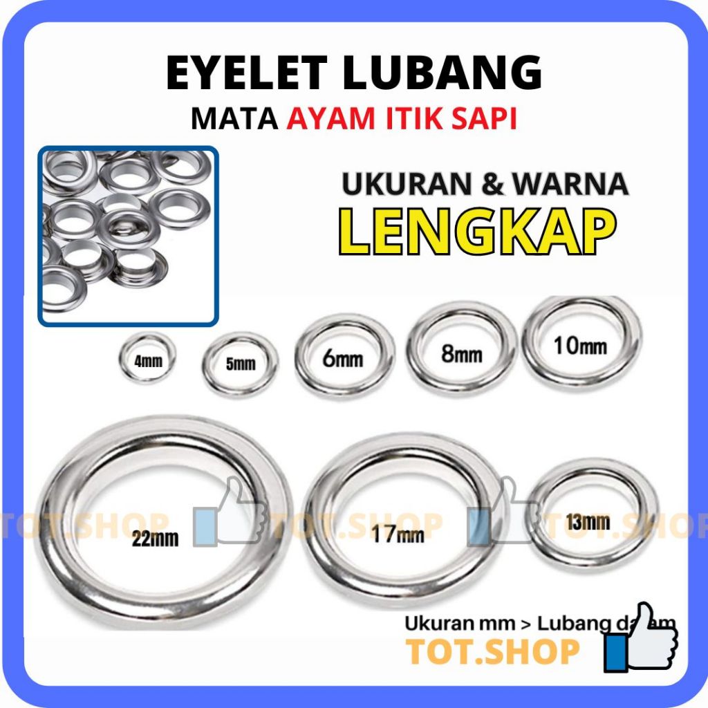 HITAM MATA Chicken Eyes 5mm 6mm 8mm 10mm [content 100 pcs] Duck Eyelet ...