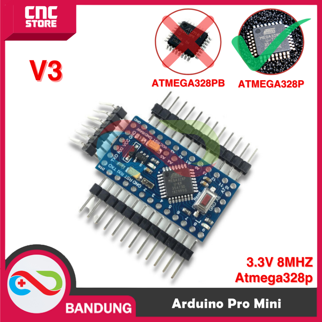 Arduino PRO MINI 3.3V 8MHZ ATMEGA328 PROMINI V3 ATMEGA328P | Shopee Malaysia