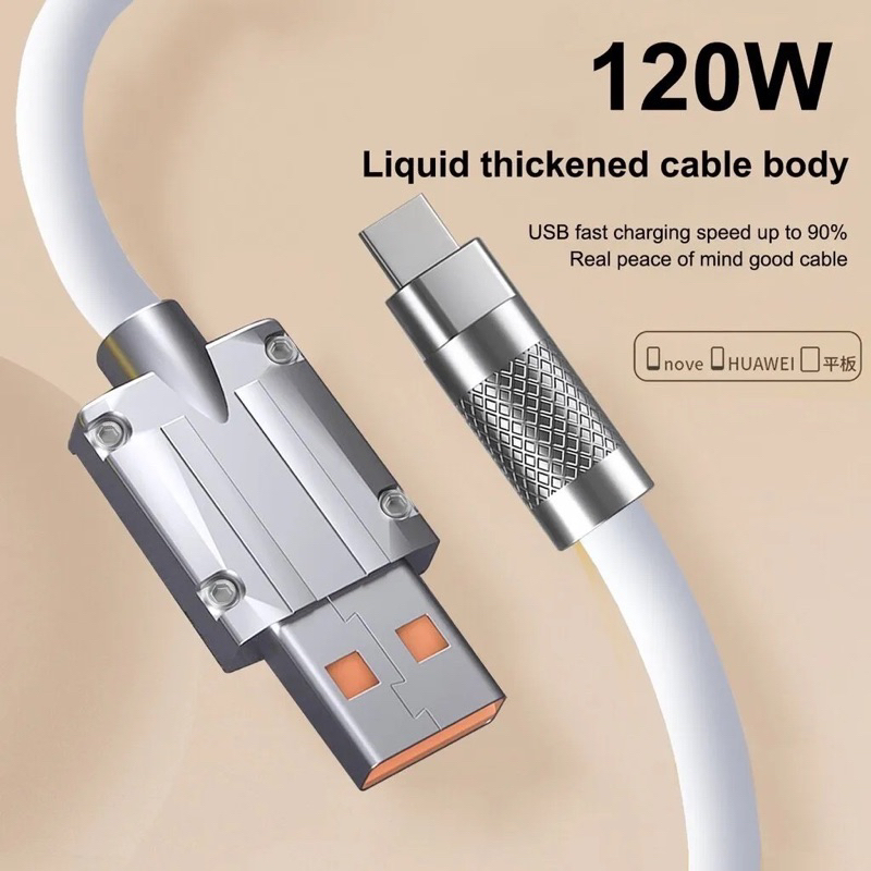 Fast Charging Cable Lightning Micro USB Type C 6A/USB Data Cable 120W ...