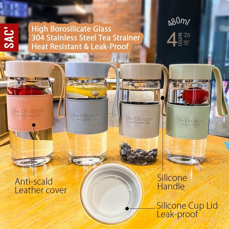 Nicole Tea Infuser Bottle Tumbler Glass Glass Bottle Glass Drinking ...