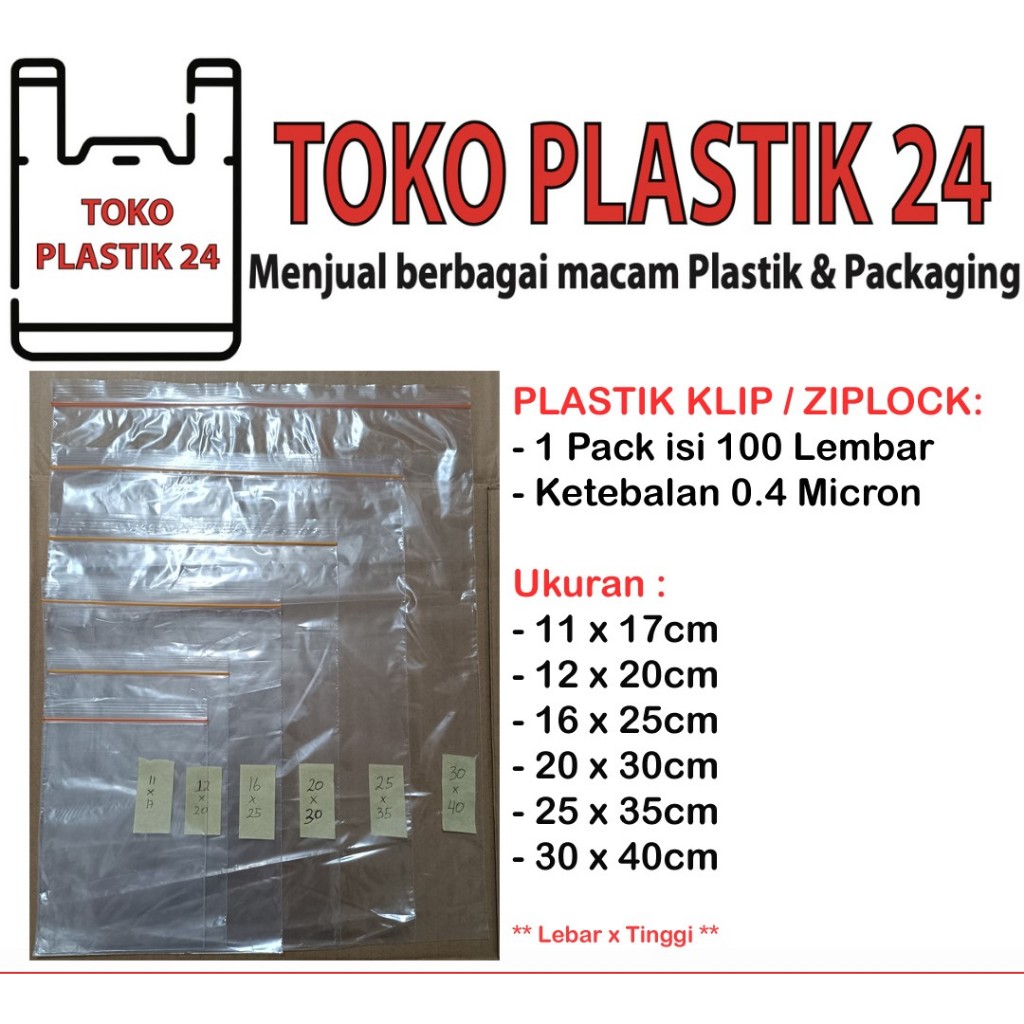 Plastic CLIP / PLASTIC ZIPLOCK Size 16x25 CONTENTS 100 SHEETS (PER PACK ...