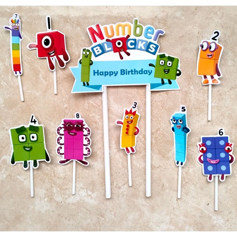 Birthday cake decoration cake topper character Number Blocks ...