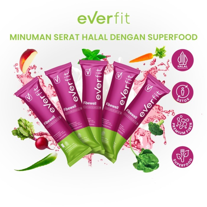 Everfit Fibewell Fiber Drink Assorted Fruit Halal BPOM Sachet | Shopee ...