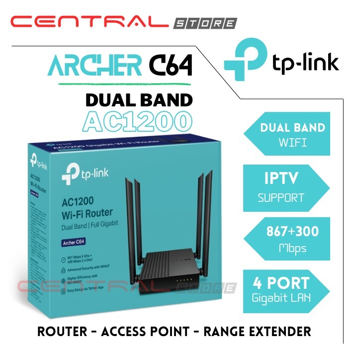 Tp-link Archer C64 AC1200 Wireless MU-MIMO Wifi Router | Shopee Malaysia
