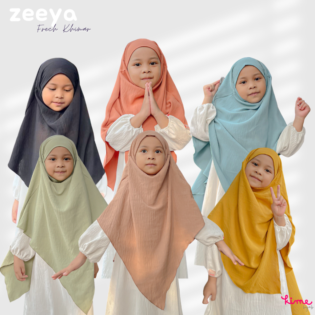 KIMEHIJAB French Khimar Hijab for Children Syar'i Zeeya Rayon Crincle ...