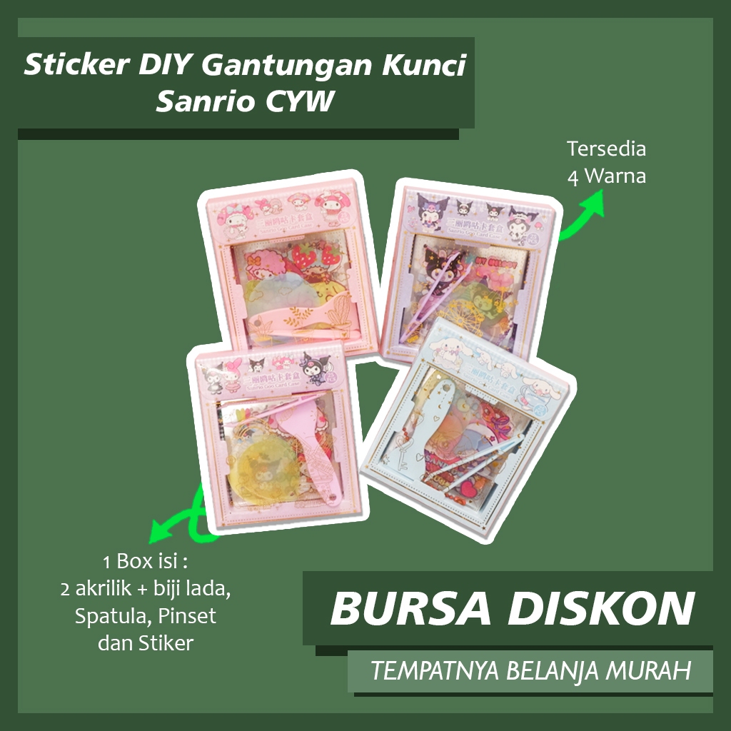 GANTUNGAN Diy Sticker Keychain Sanrio CYW Acrylic + Pepper Seed Sticker ...