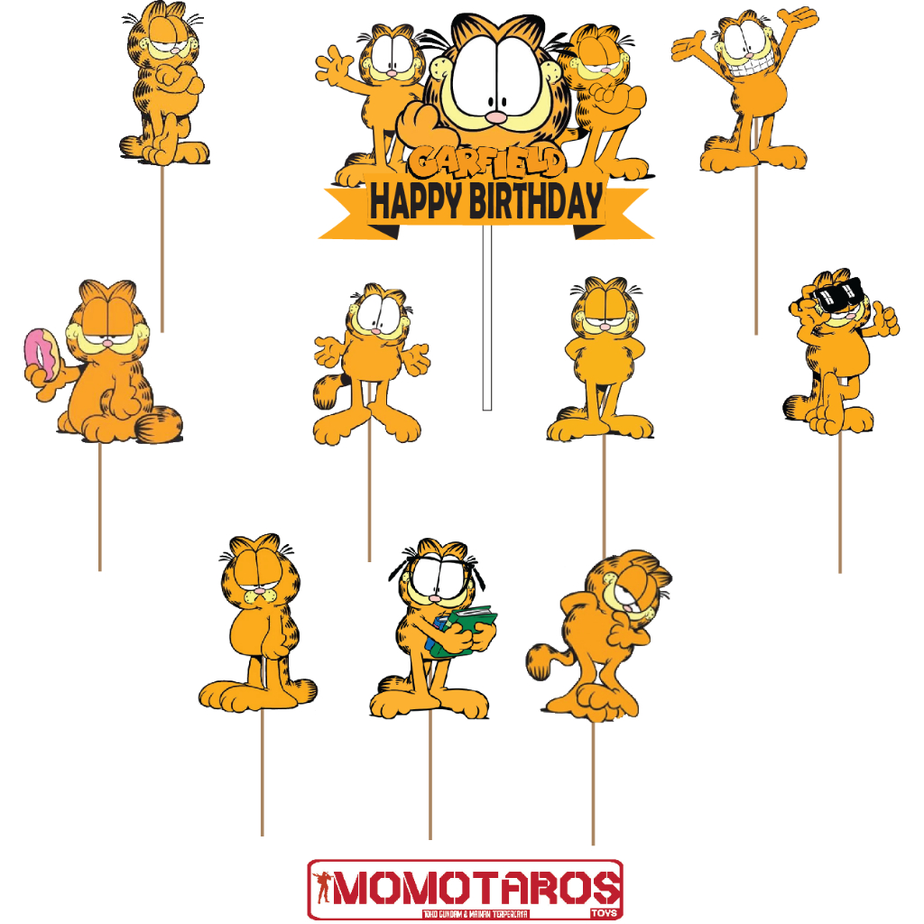 Garfield cartoon cake Topper contains 10 pcs | Shopee Malaysia