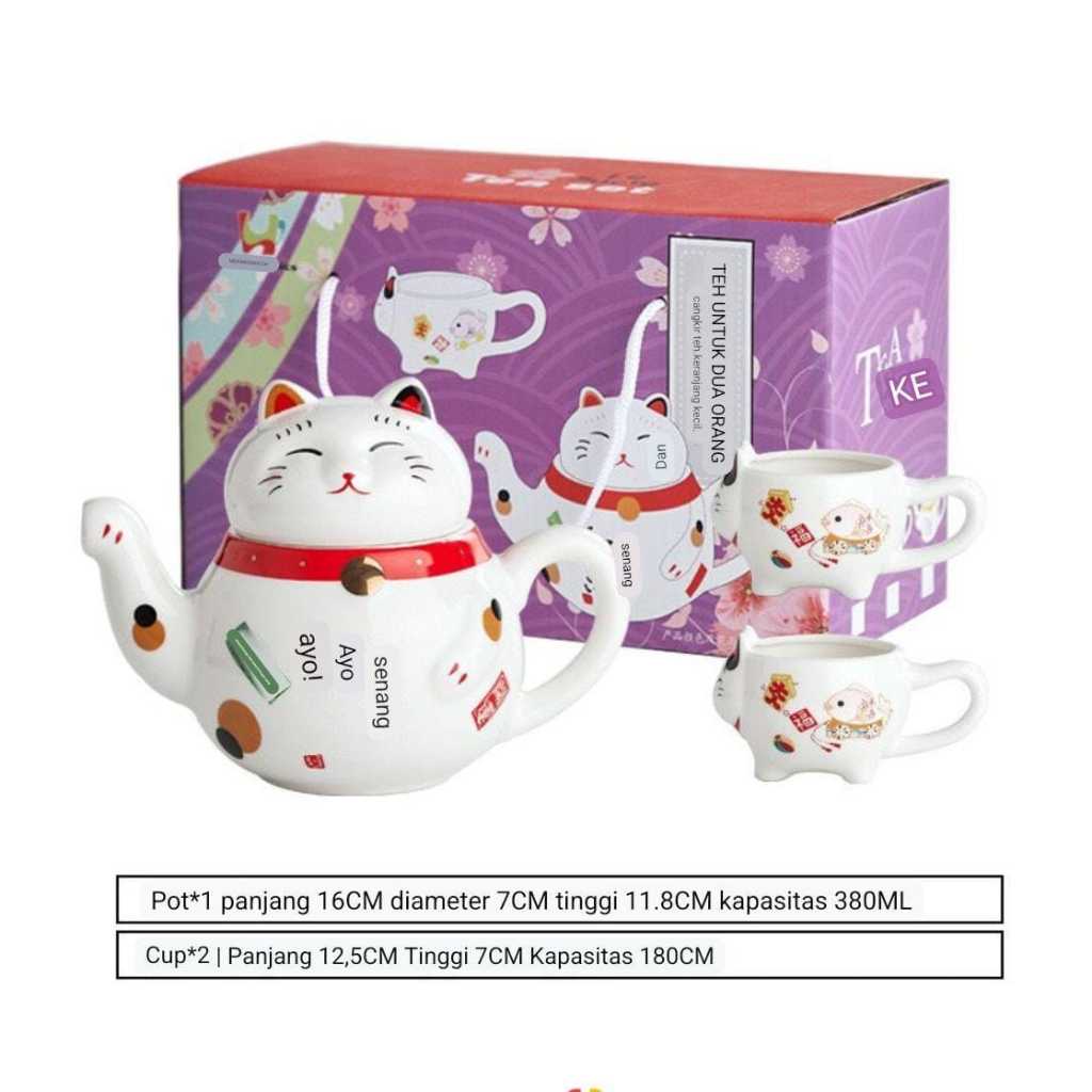 Cat Tea pot - Cute Japanese Lucky cat Tea set Gift Hampers | Shopee ...