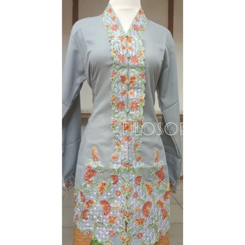 Flower Embroidery Tille KEBAYA // Long Sleeve Adult Women's Brocade ...