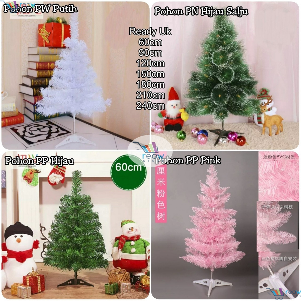 PUTIH HIJAU 90cm Christmas Tree Merry Christmas Tree GREEN LEAVES ...