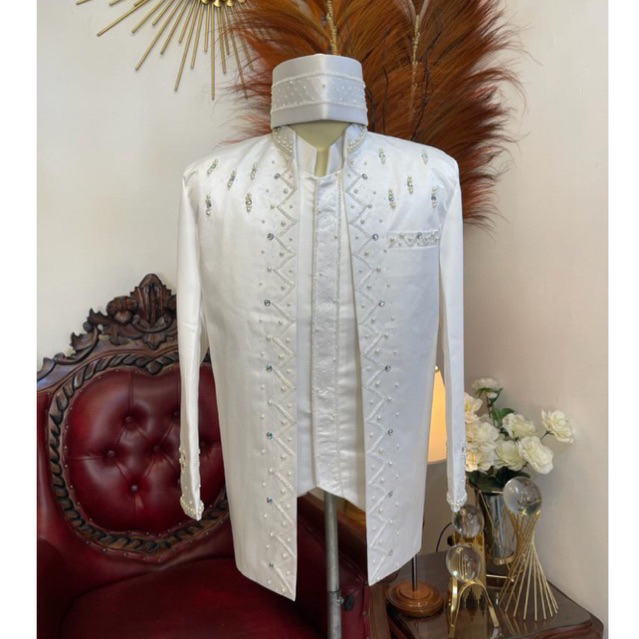 PUTIH Bridal Basofi | Bridal Beskap | Beskap the groom | White bridal ...
