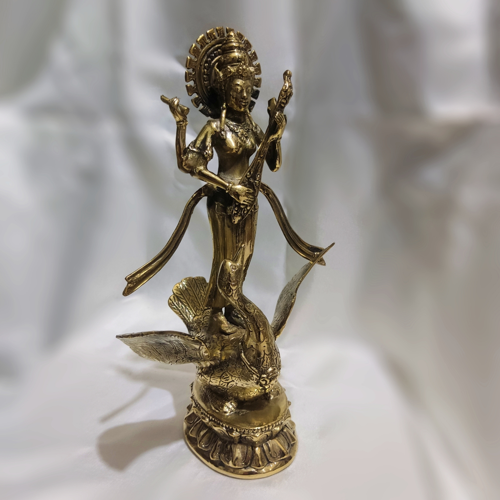 Goddess Saraswati Statue Brass Material Goddess of Science Decoration ...