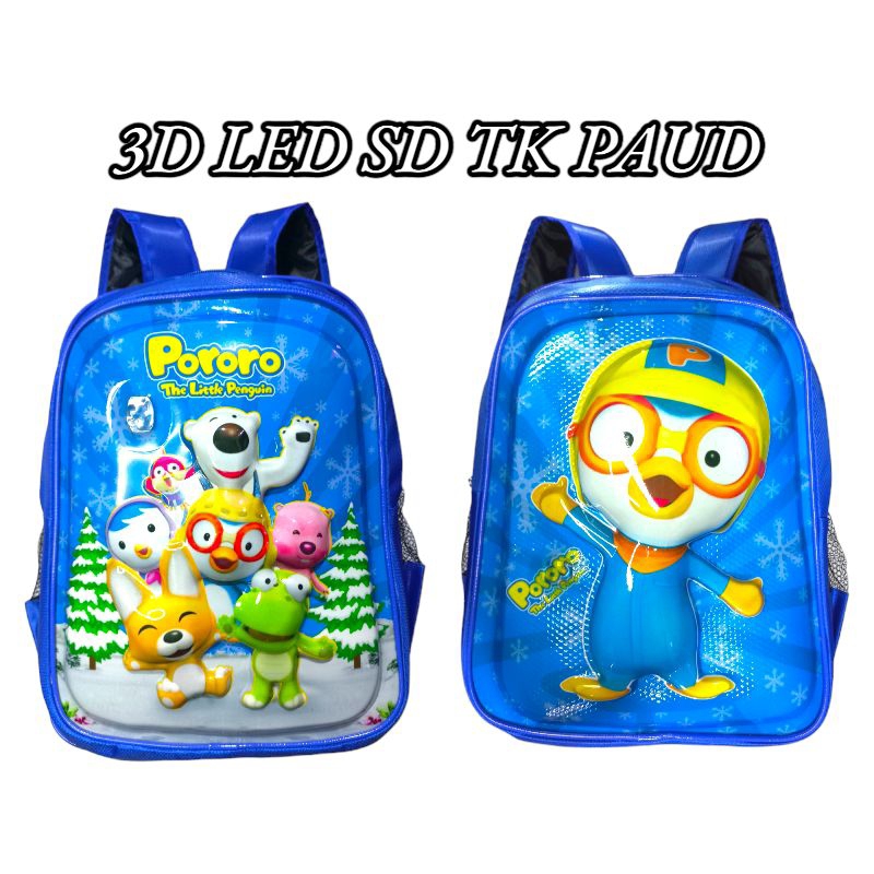 Pororo Kindergarten And PAUD Boys Elementary School Bag 3D LED Light ...