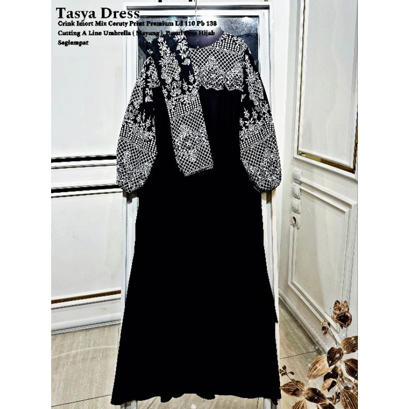 Abaya SET hijab TASYA DRESS Brocade babydoll mix crinkle premium full ...