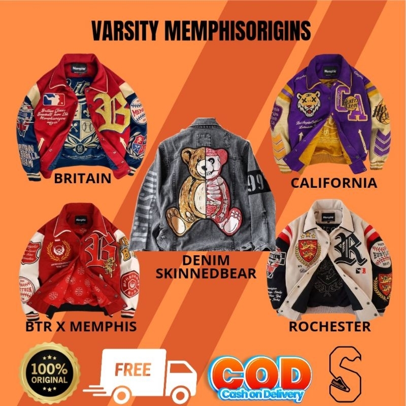 [ORIGINAL 100%] MEMPHIS VARSITY JACKET - SHERPA JACKET / VARSITY JACKET ...