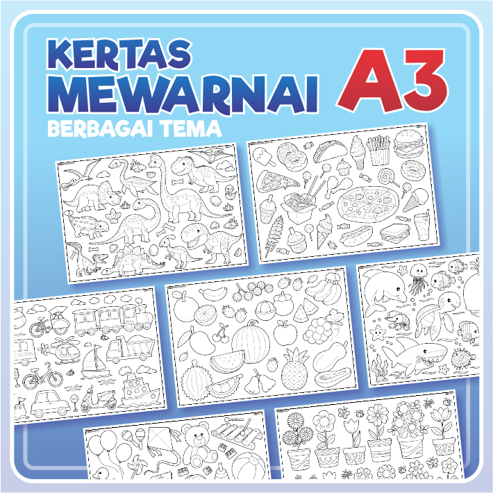 A3 Coloring Drawing Paper Various Themes / Coloring Sheet Poster ...