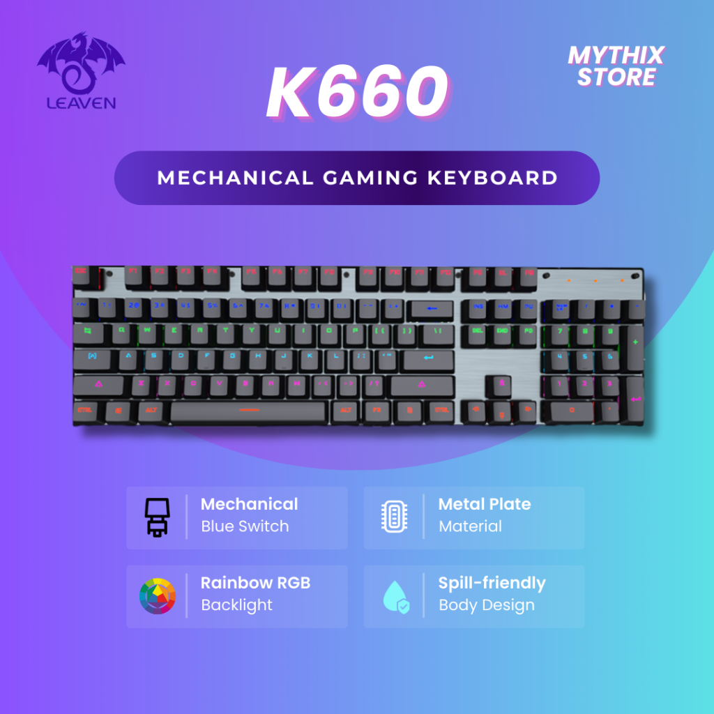 Laven K660 Mechanical RGB Full Size 104 Keys Gaming Keyboard | Shopee Malaysia