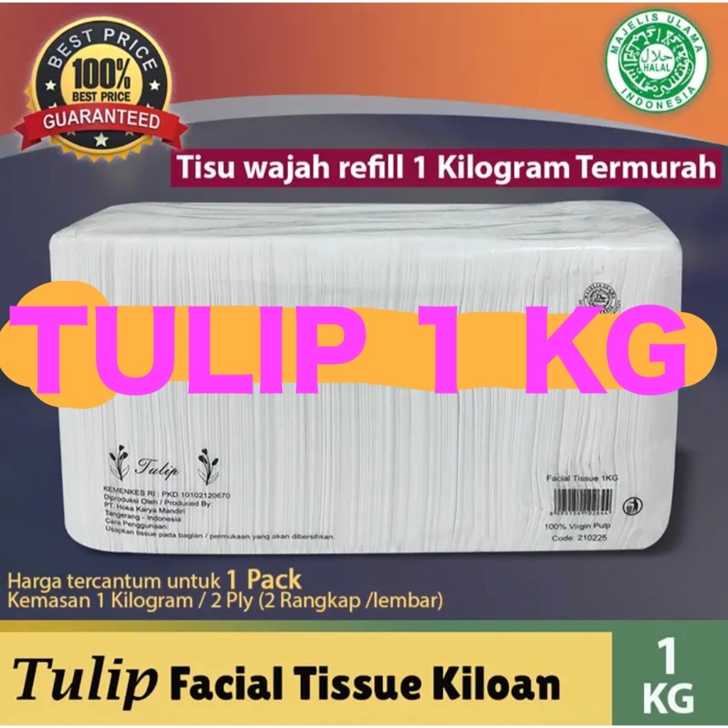 Tulip - Facial Facial TISSUE 1000 gr / 1 KG (2 Ply) / TULIP Facial ...