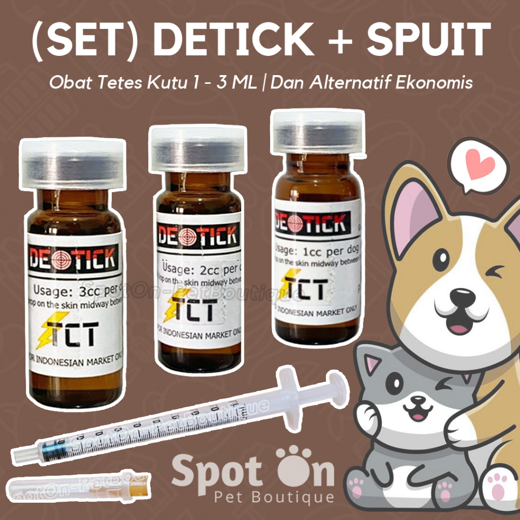 Detick Medicine + Syringe Set Original 3 ml | Detick Flea Medicine 1ml ...
