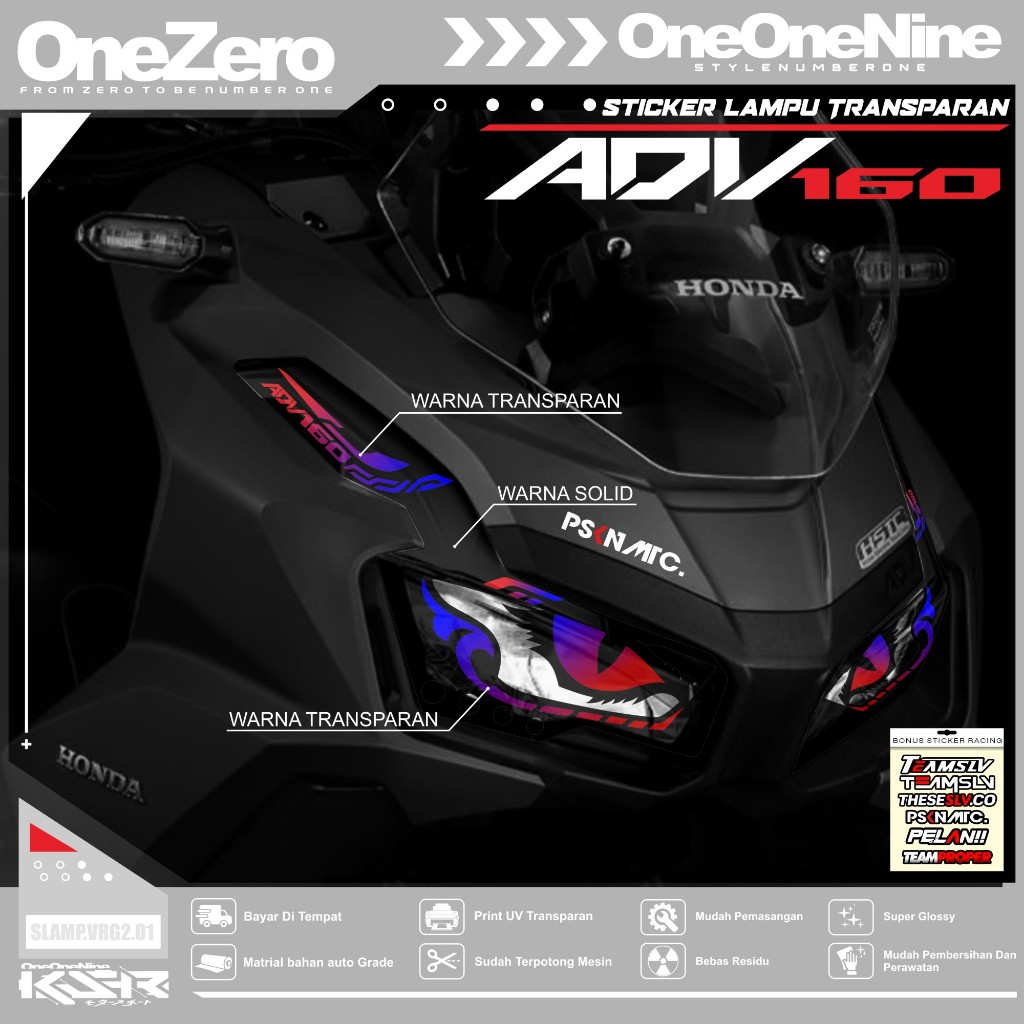 Adv 160 Lamp STICKER/Transparent STICKER Variations Of ONEONENINE ...