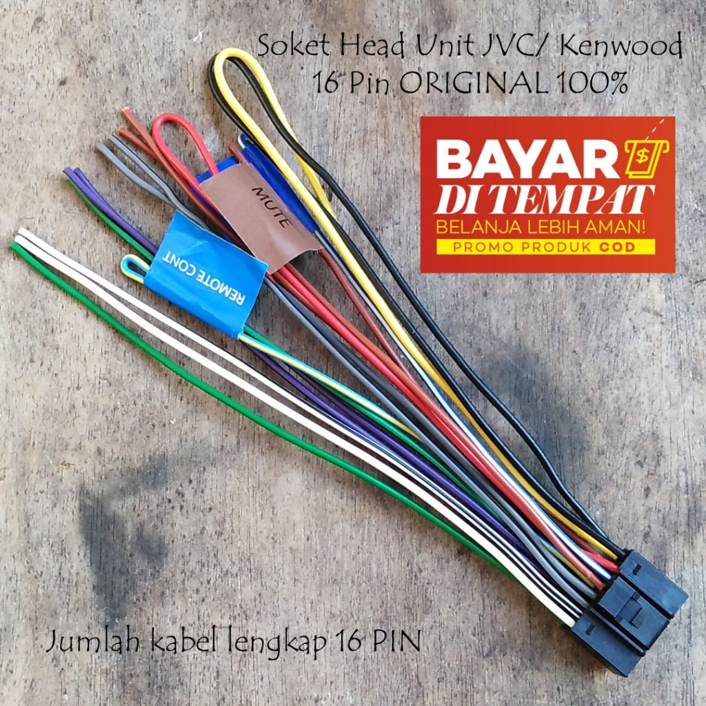 16-pin Kenwood JVC Socket Cable For Attaching Head Unit/ JVC/ Kenwood ...