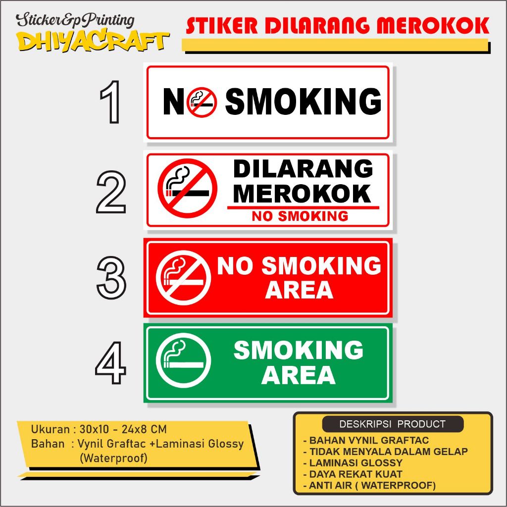 No SMOKING Stickers, NO SMOKING AREA Stickers, SMOKING AREA Stickers ...