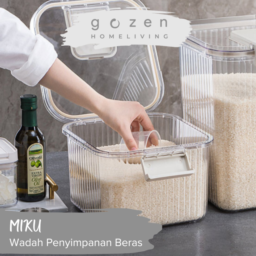 [GOZEN]MIKU Practical Rice Container Transparent Rice Storage Box ...