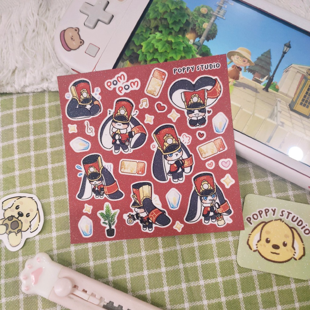 Pompom Sticker Sheet | Honkai Star Rail | Glitter Sticker | Shopee Malaysia