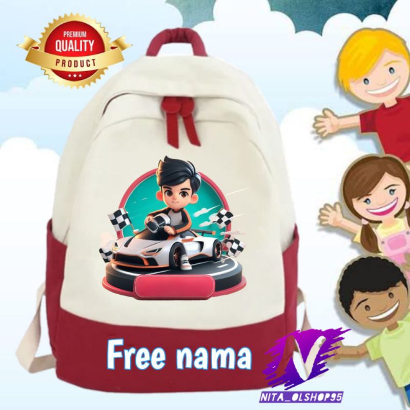 Car Racer Character Kids Backpack | Shopee Malaysia