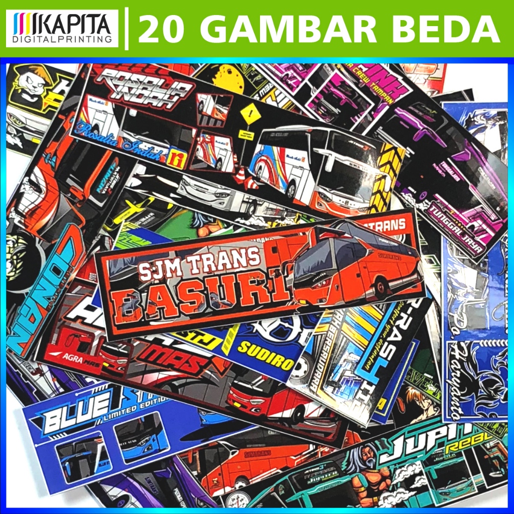 Of 20 Stickers) Long bus mania Patch Waterproof telolet bus Sticker bus ...