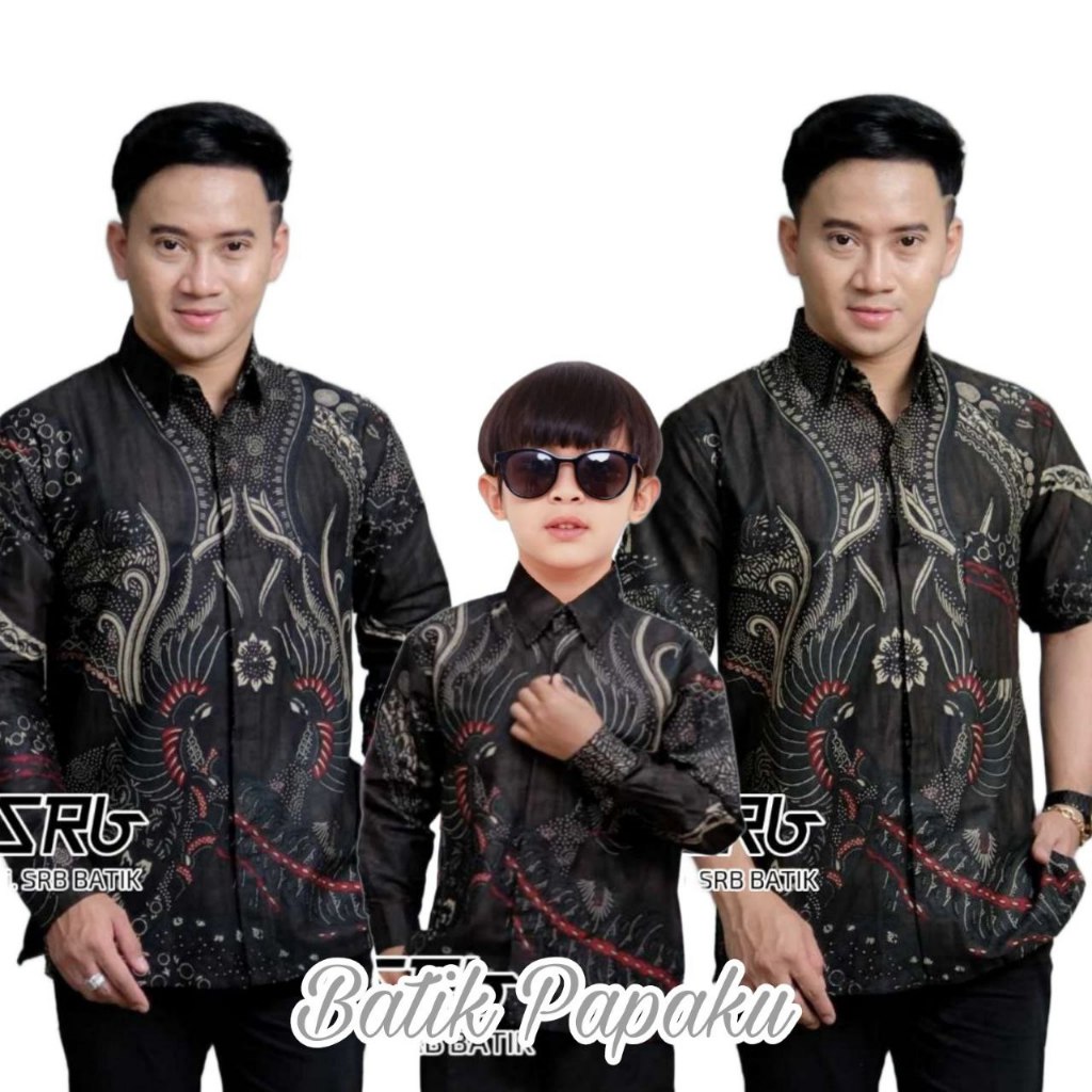HITAM KEMEJA Boys' Batik Shirt Long Sleeve Father and Son Batik with ...
