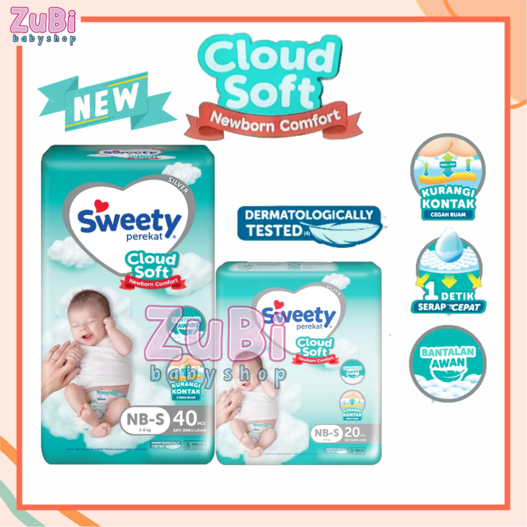 PERALATAN Sweety SILVER COMFORD Adhesive Diapers Prevent Rash NB-S 20/ ...