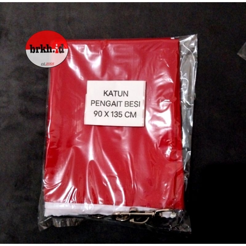 MERAH KATUN PUTIH Red And White Cotton Flag 90x135 Cm - Iron Hook ...