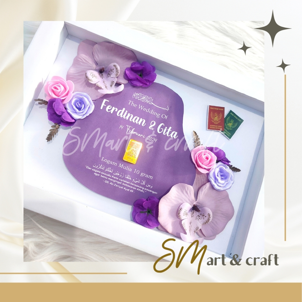 Uk 24x34 Wedding Dowry | 3d Wedding Dowry Frame | Custom Mahar Orchid ...