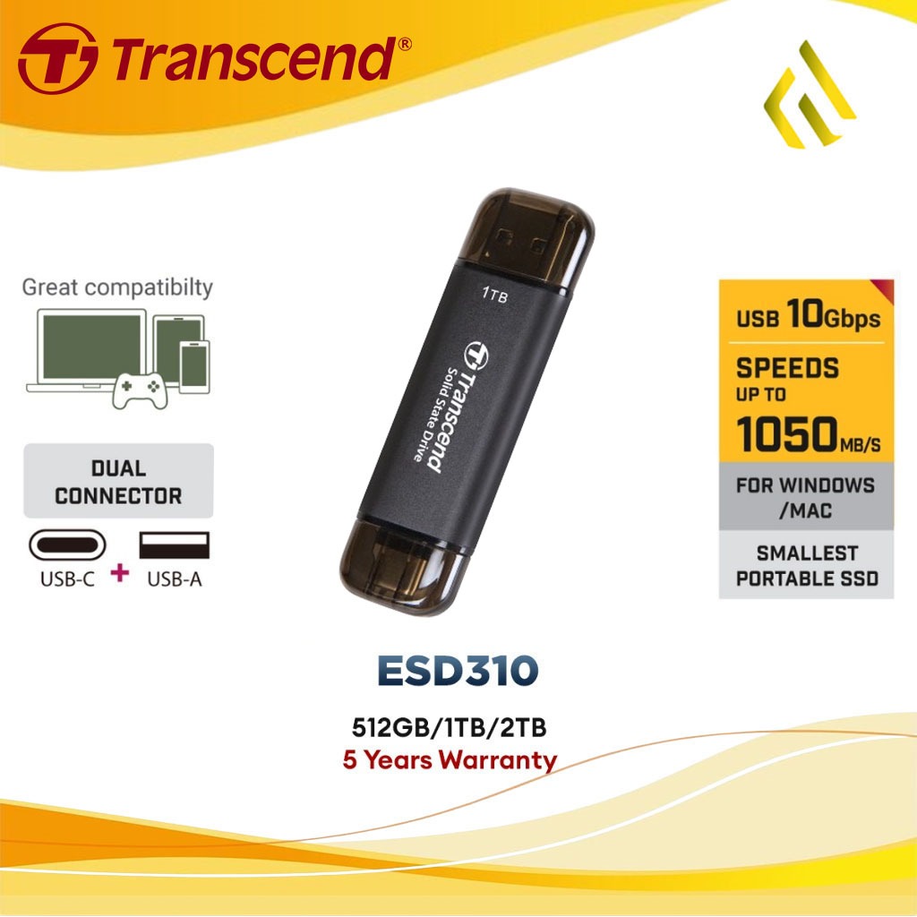 Transcend SSD ESD310C 256GB 512GB 1TB 2TB - Portable External SSD ...
