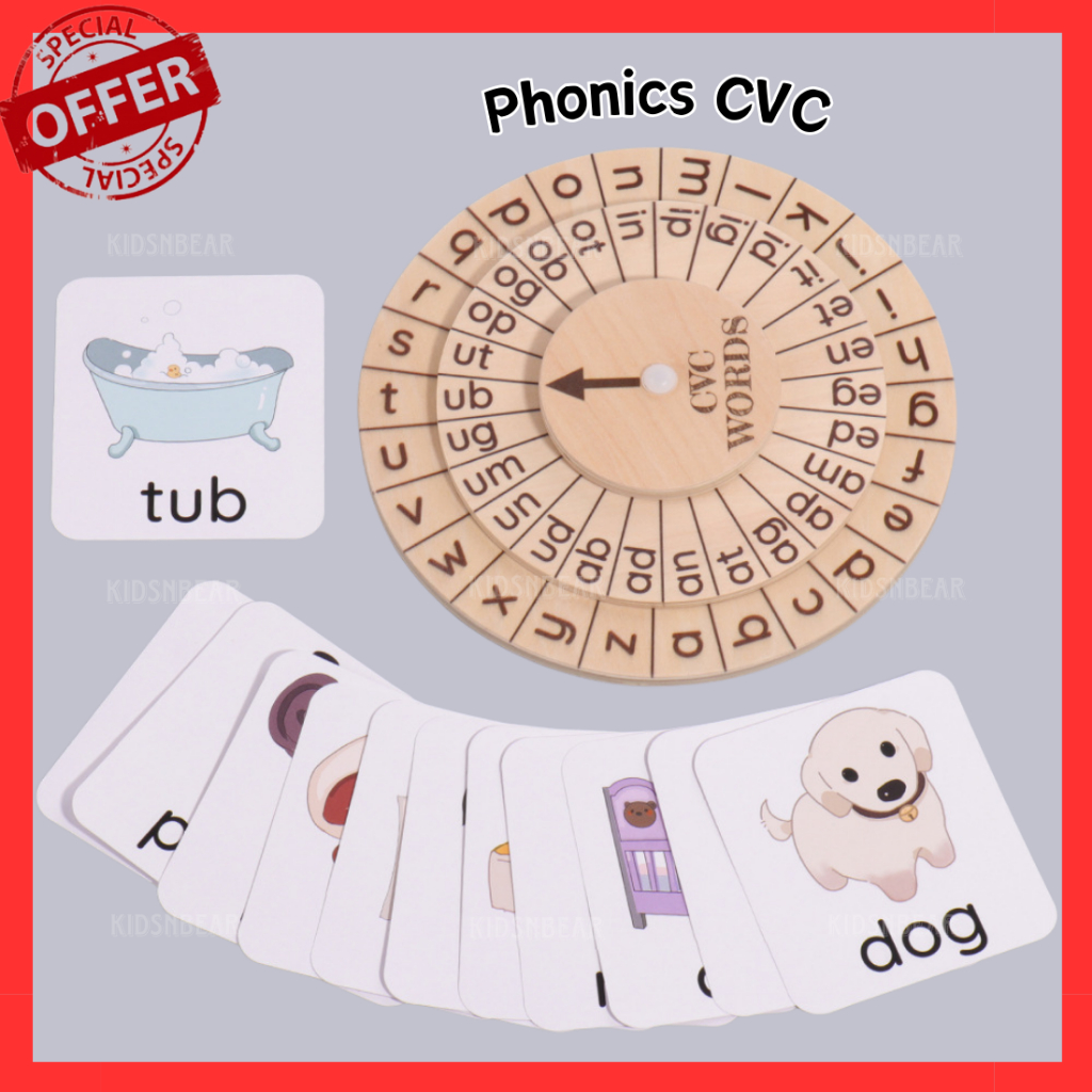 Knb Phonics CVC Board Reading Spin word Wheel Alphabet Learning Toy ...