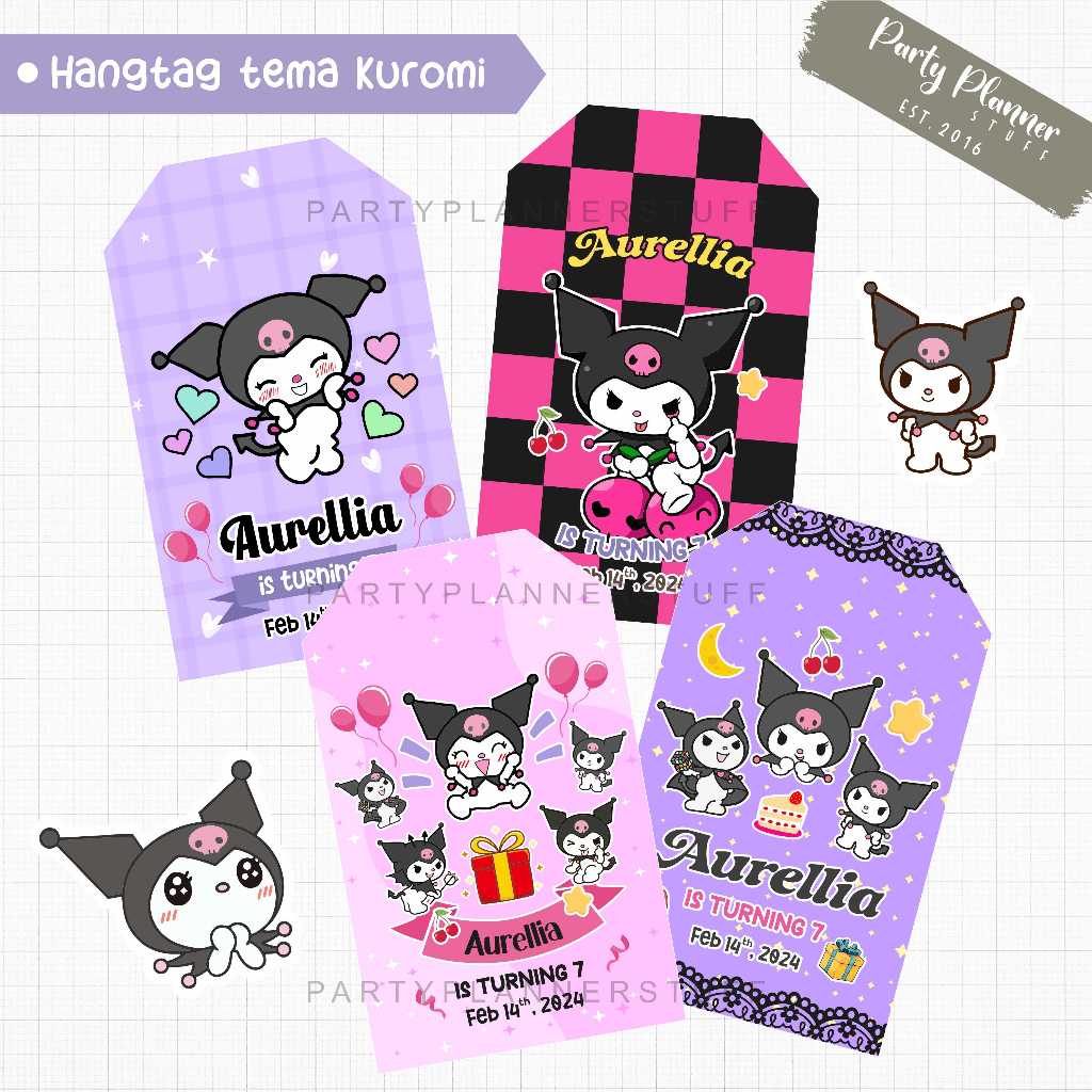 Kuromi theme Hangtag / kuromi souvenir label tag / custom happy ...