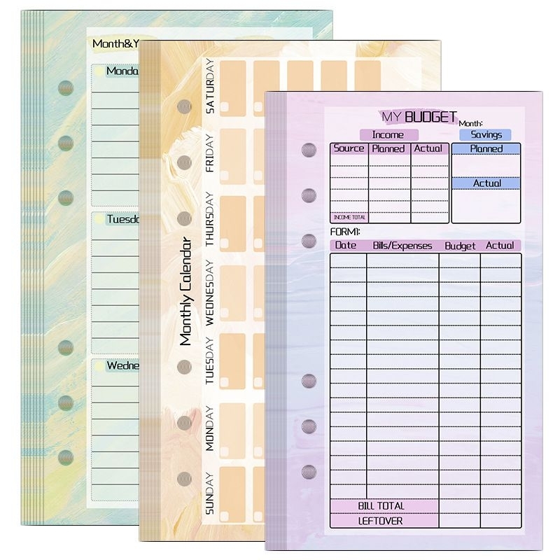 [14lbr] Binder paper refill savings / A6 binder paper financial planner ...