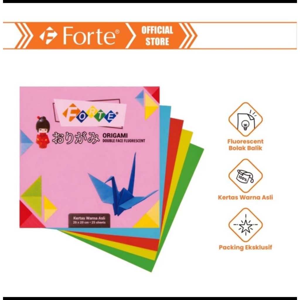 Folding forte measuring 16 x 16 cm contains 25 sheets of 80 gsm origami ...