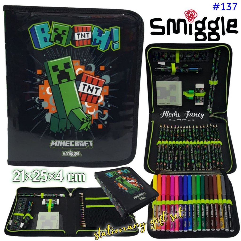 Smiggle Midi Zip Kit Stationary Gift Set Minecraft / Smiggle Minecraft ...