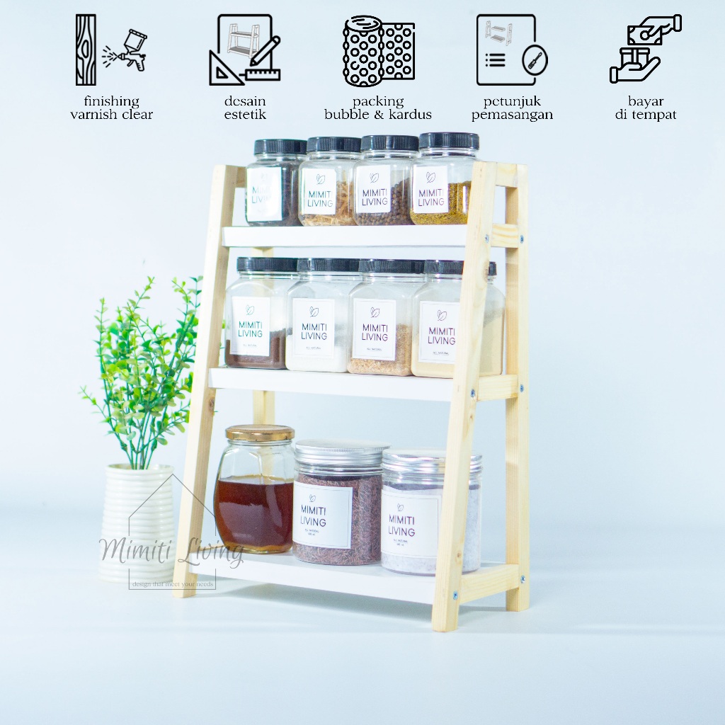 KAYU Multipurpose KITCHEN SPICE RACK 3 MEDIUM STORIES / COSMETIC SHELF ...