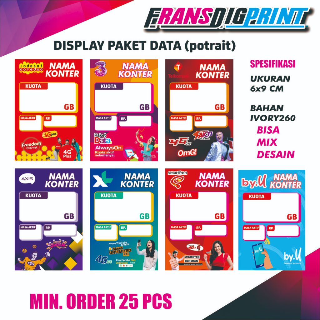 Portrait data package display, data package label, empty data package ...