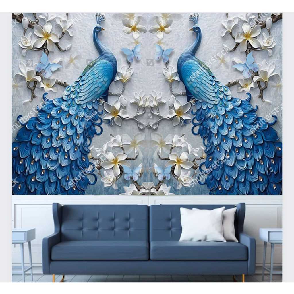 Latest 3d wallpaper custom Peacock relief motif, 3d visual Peacock Wall ...