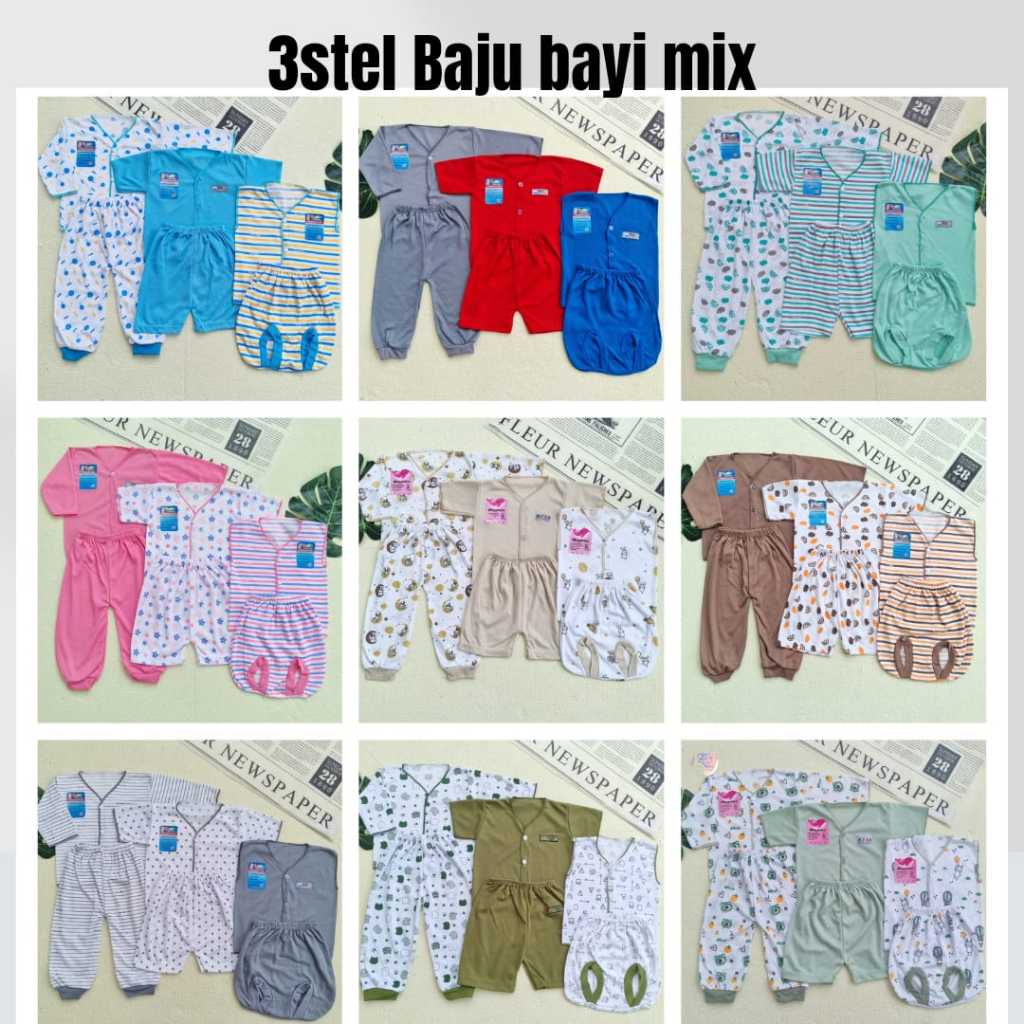 3 sets of mixed pattern baby clothes, newborn baby clothes, long pants ...