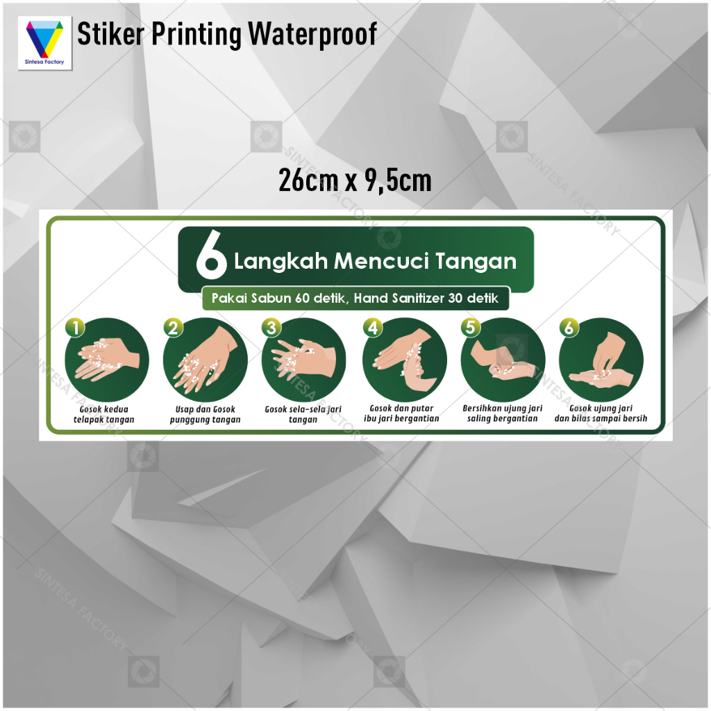 Sticker How to Wash Your Hands Landscape Sticker 6 Steps for washing ...