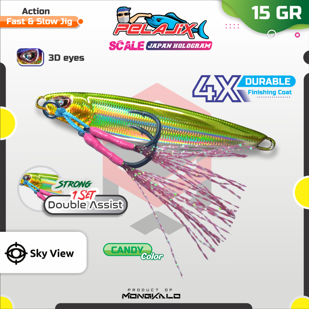 Micro Jig 15g Mongkalo PELAJIX Set Double Assist Hook Bait Casting UL Metaljig 15 Gram | Shopee ...